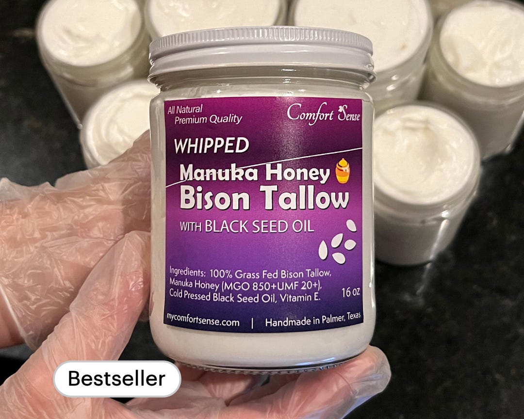BLACK SEED Oil Manuka Honey & Bison Whipped Tallow Cream With 850+MGO ...