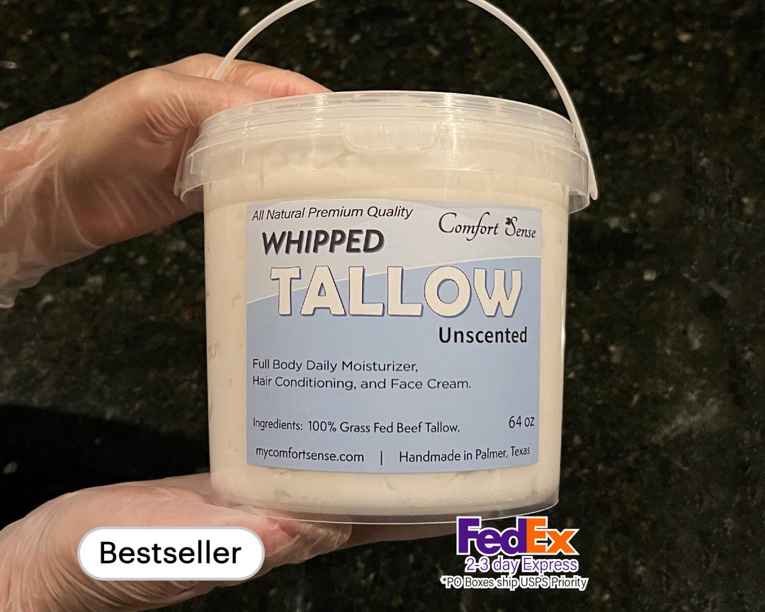 64 Oz Pail All-natural Whipped Tallow Unscented Whipped Tallow, Grass ...