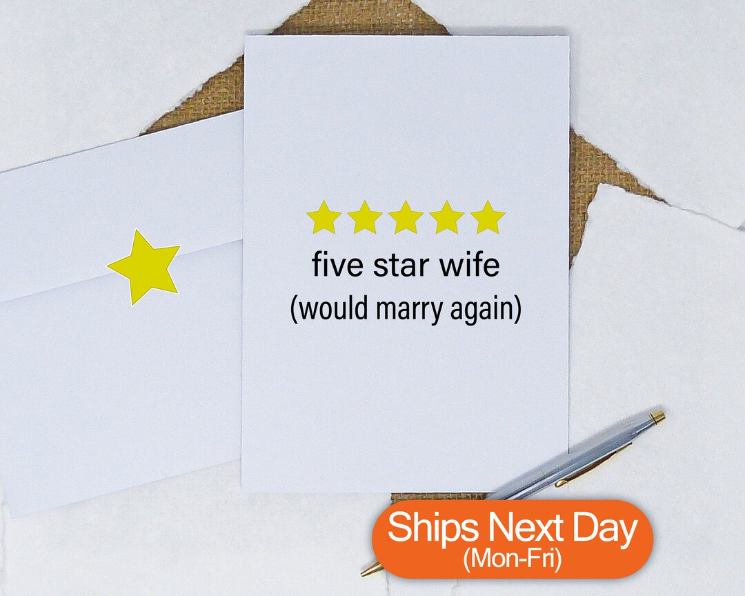 Wife Card Five Star Wife Card Card for Wife Spouse Card I - Etsy