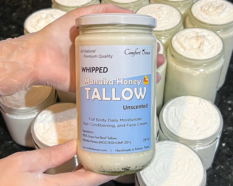 All-natural Unscented Whipped Tallow, Grass Fed Beef Tallow Moisturizer ...