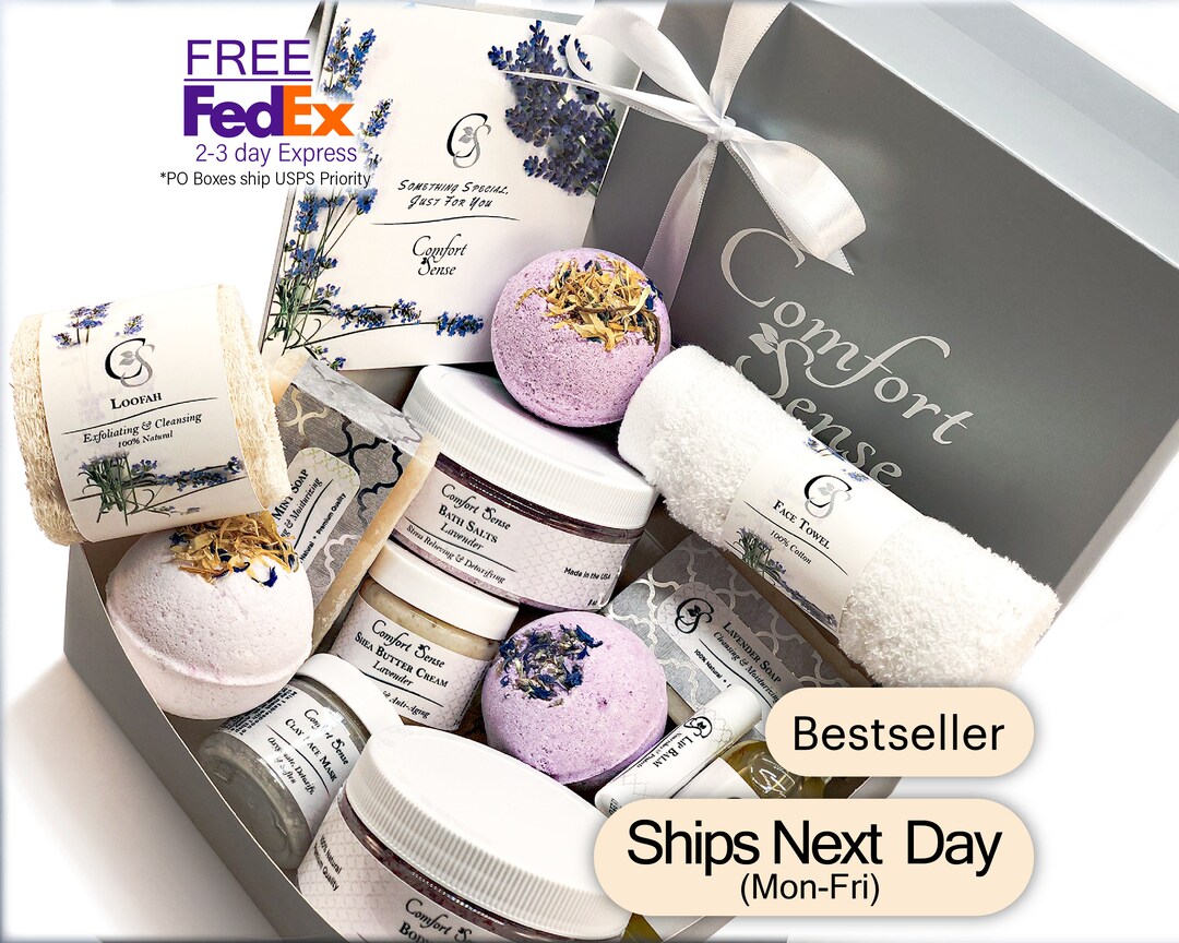 Time to Relax Gift Set, Lavender Spa Bath Gift Box, Gift for Her ...