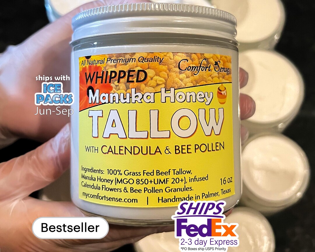 BEE POLLEN With CALENDULA and Manuka Honey Beef Tallow, Whipped Tallow ...