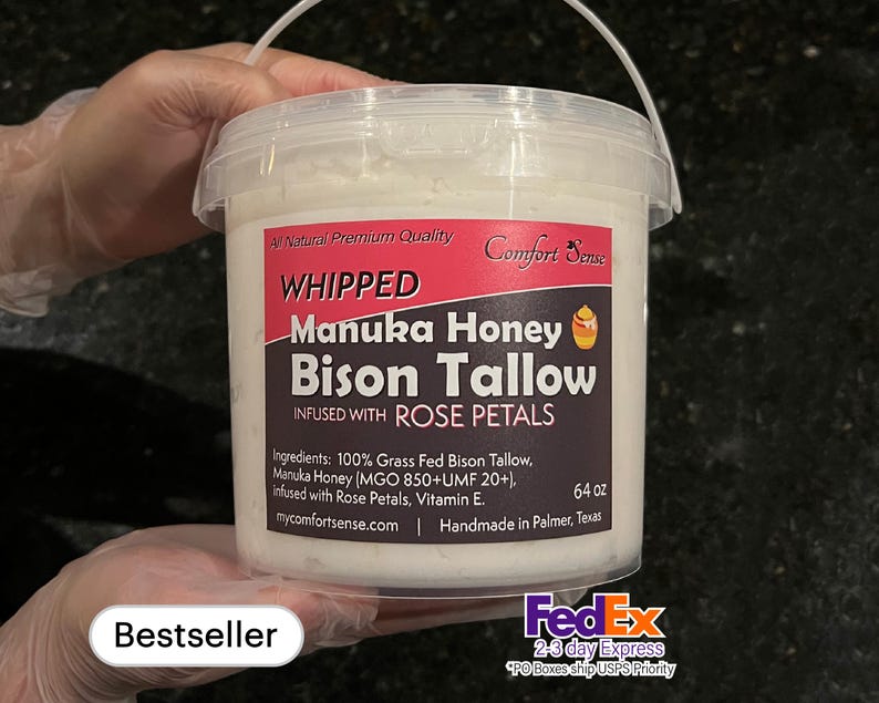 Rose Manuka Honey & Bison Infused With ROSE PETALS Whipped Tallow With ...