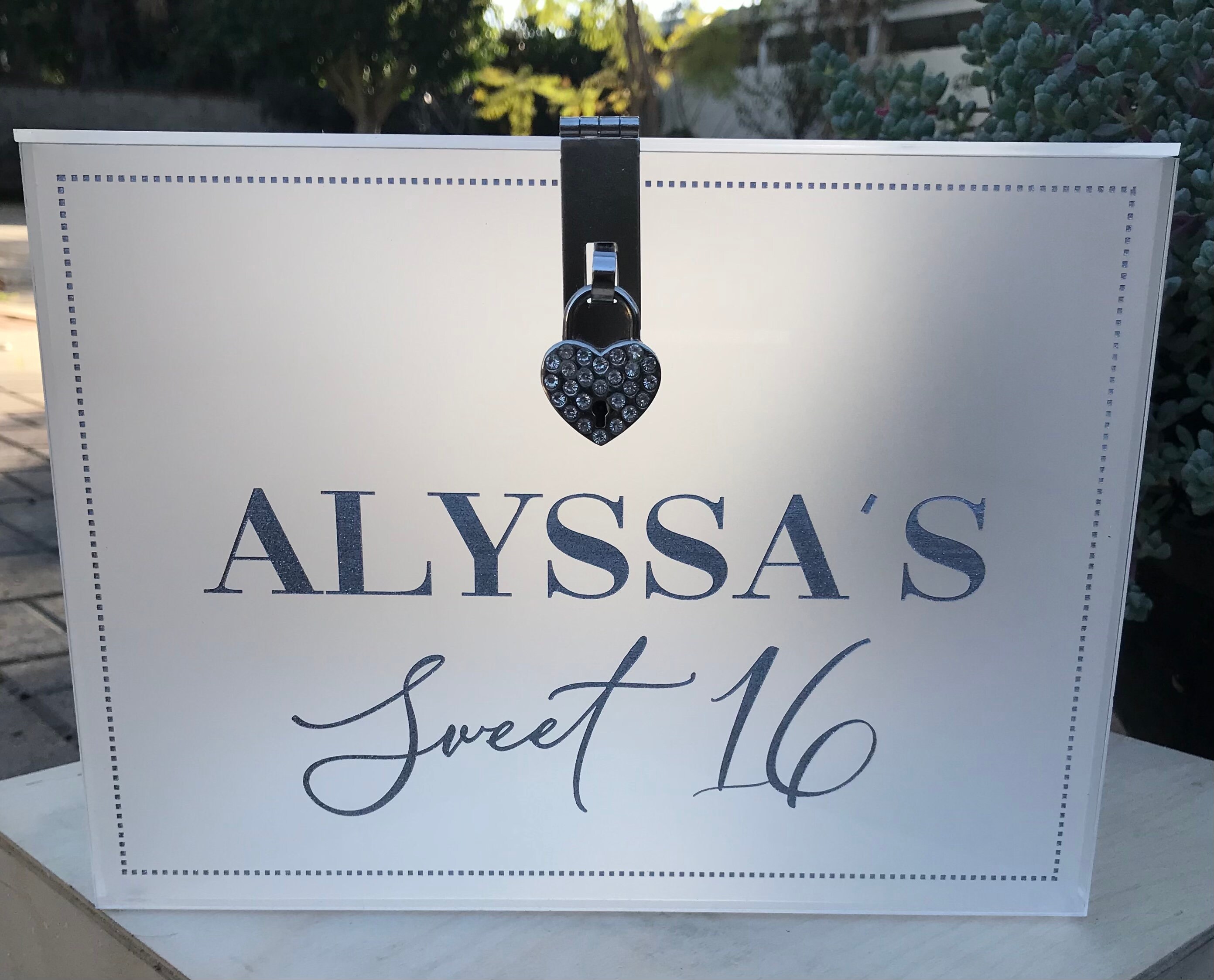 Personalized Acrylic Sweet 16 Card Box With Lock Custom - Etsy