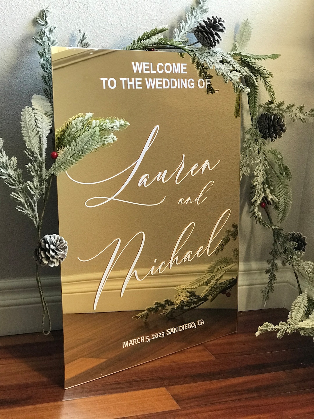 Gold Mirror Wedding Sign, Welcome Sign, Welcome to the Wedding Sign ...