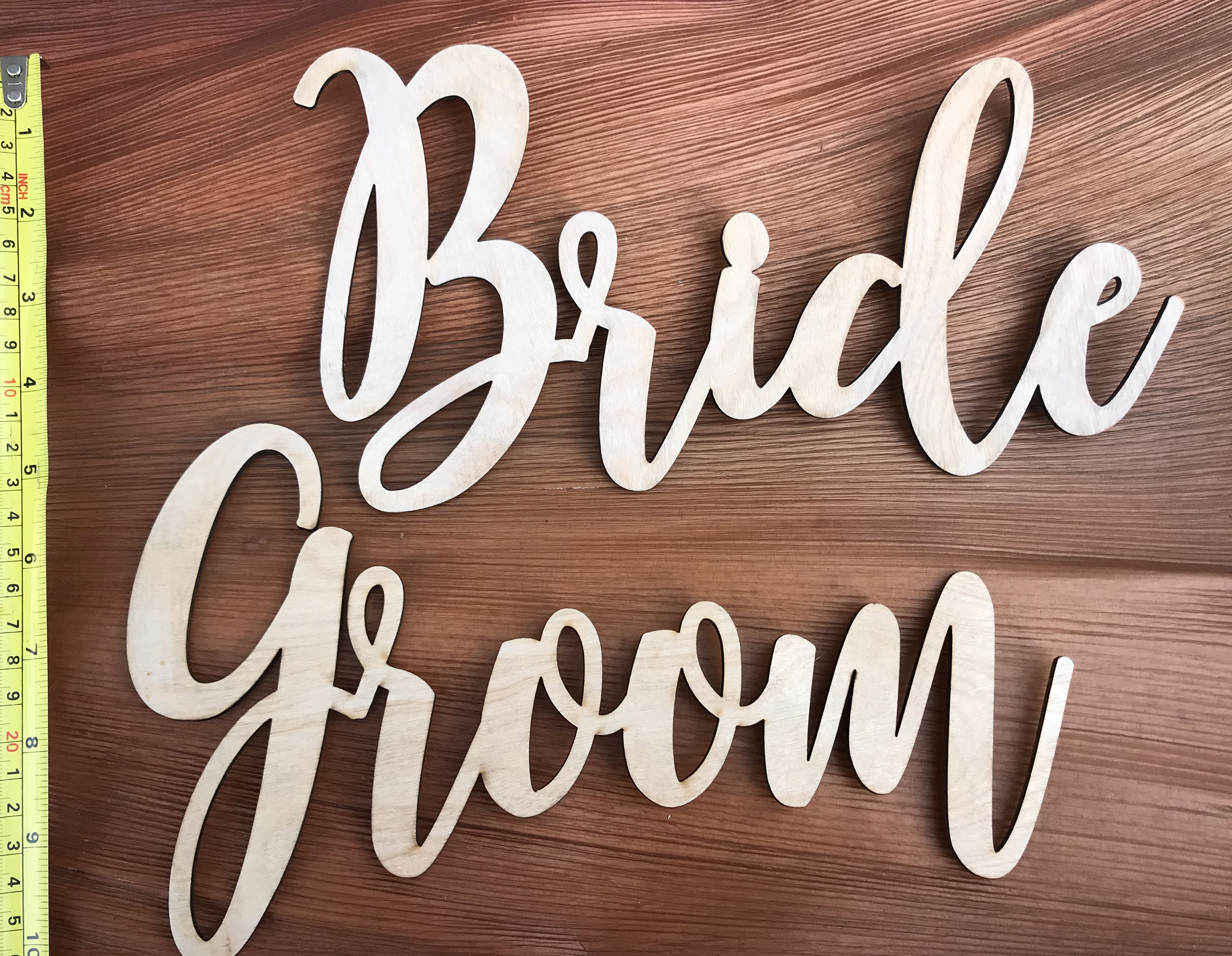 Bride & Groom Chair Signs Cursive Laser Cut Ribbon Wooden - Etsy