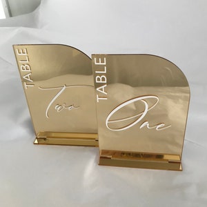 Gold Mirror Modern Acrylic Table Numbers for Wedding & Event Table ...