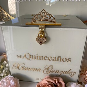 Quinceanera Money Card Box With Quinceanera 3D Welcome Sign Engraved ...