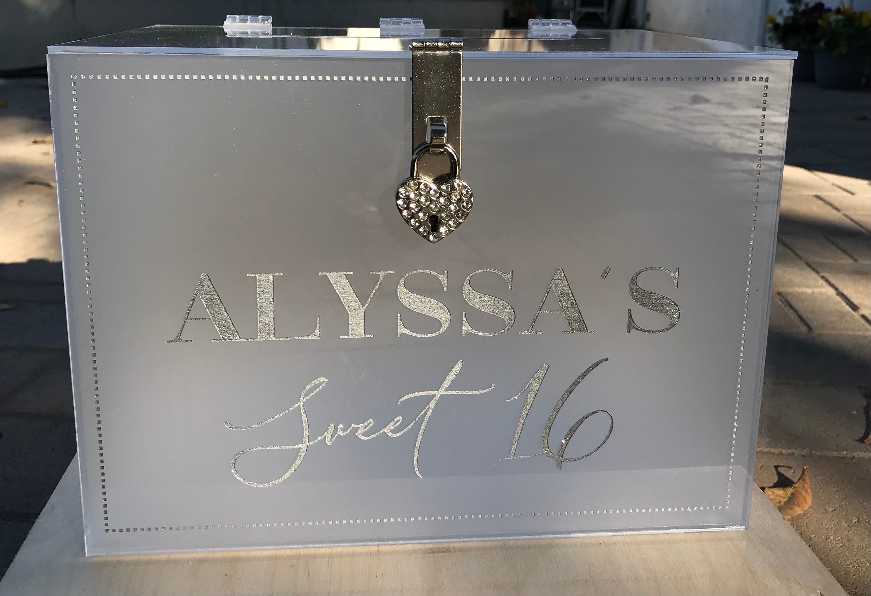 Personalized Acrylic Sweet 16 Card Box With Lock Custom - Etsy