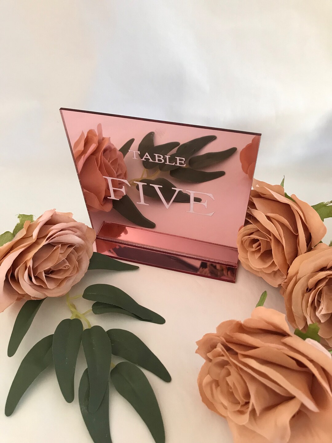 Rose Gold Mirror Acrylic Engraved Table Numbers for Wedding & Event ...