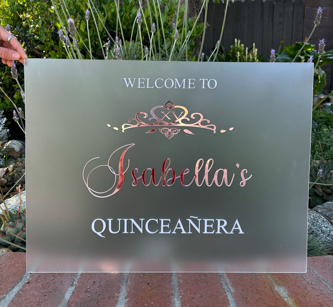 3D Quinceanera Welcome Sign Frosted Gold, Silver, Rose Gold Mirror ...