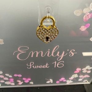Custom Sweet 16 Money Card Box Real Flowers Engraved Text Lock and Key ...