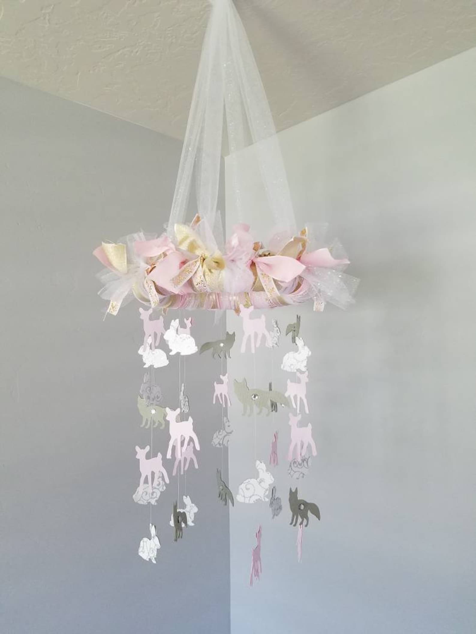 MADE TO ORDER Shabby Chic Woodland Animal Nursery Mobile - Etsy
