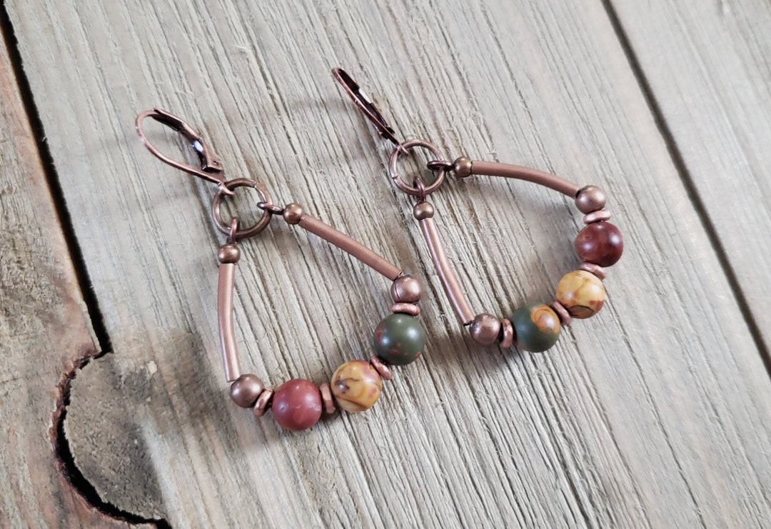 Red Creek Jasper Earrings Small Stone Earrings Natural Stone Etsy