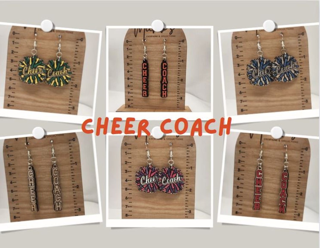 Cheer Coach Earrings, Cheer Wooden Earrings, Cheer Coach Wood Earrings ...