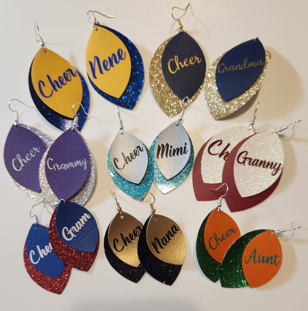 Cheer Earrings, Cheer Aunt, Cheer Gram Earrings, Cheer Grammy, Cheer ...