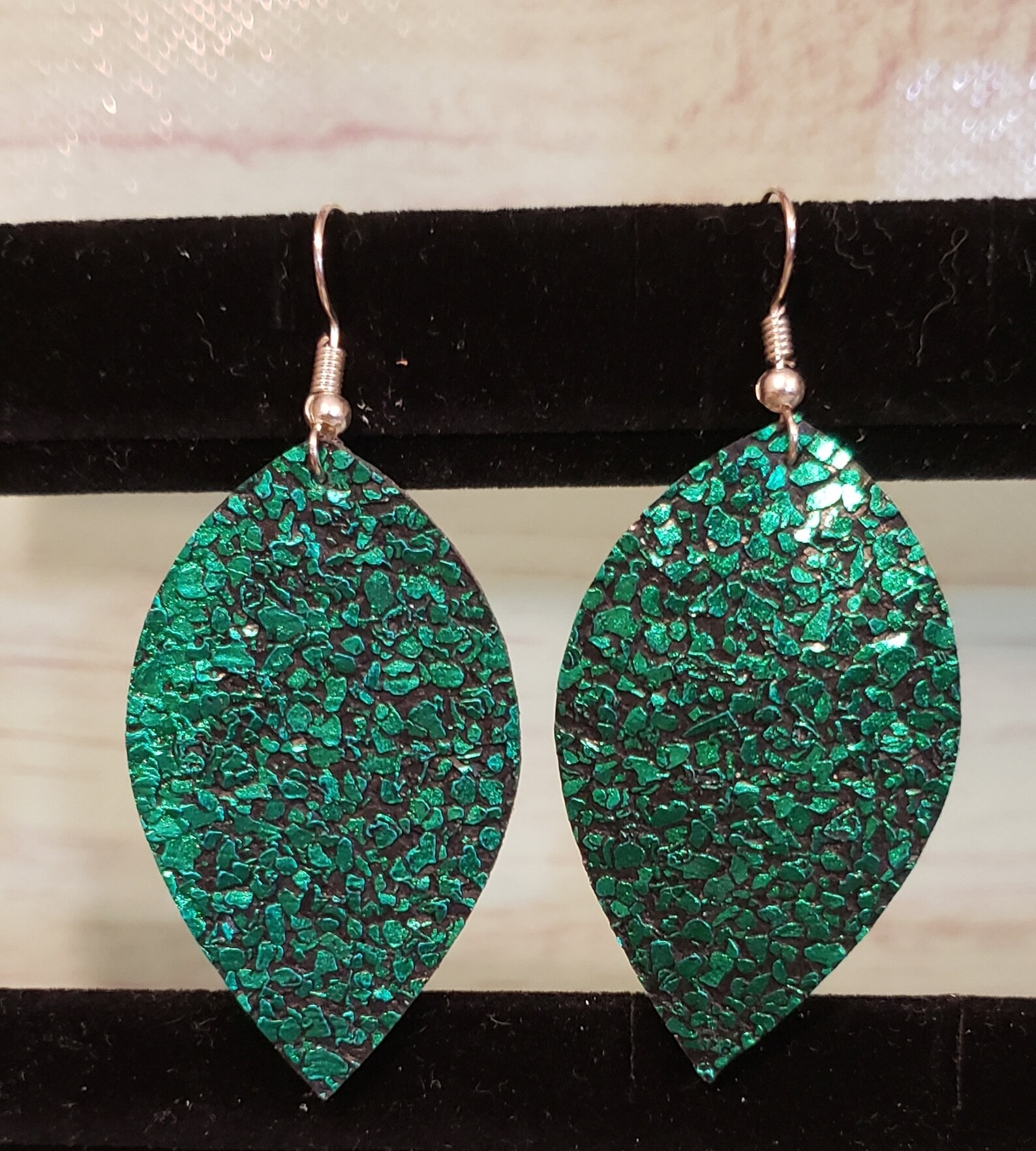 Green Earrings Faux Leather Earrings Green Polka Dot | Etsy