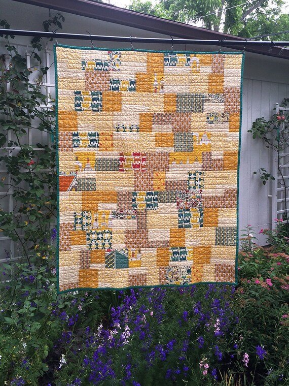 Handmade Yellow Patchwork Baby Quilt Whimsical Elephant - Etsy