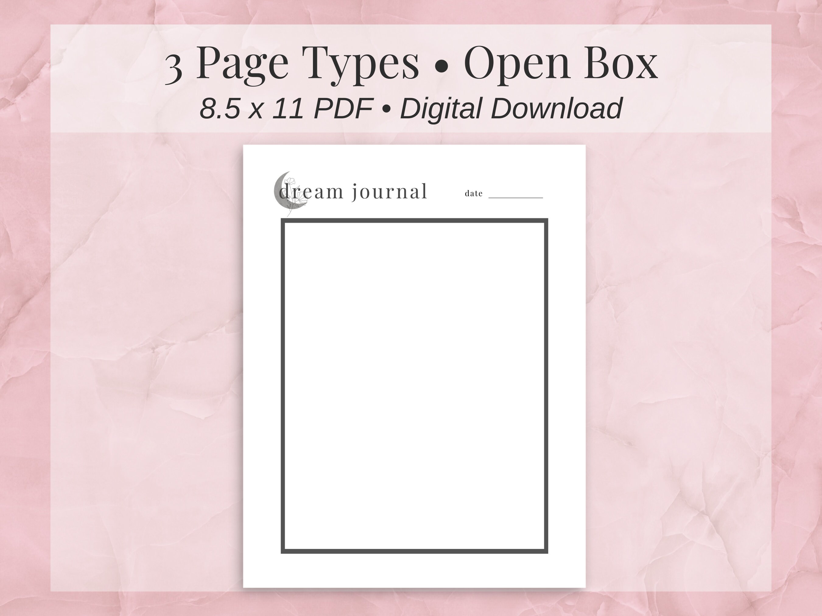 Moon Flower Dream Journal, Printable PDF Digital Download - Etsy