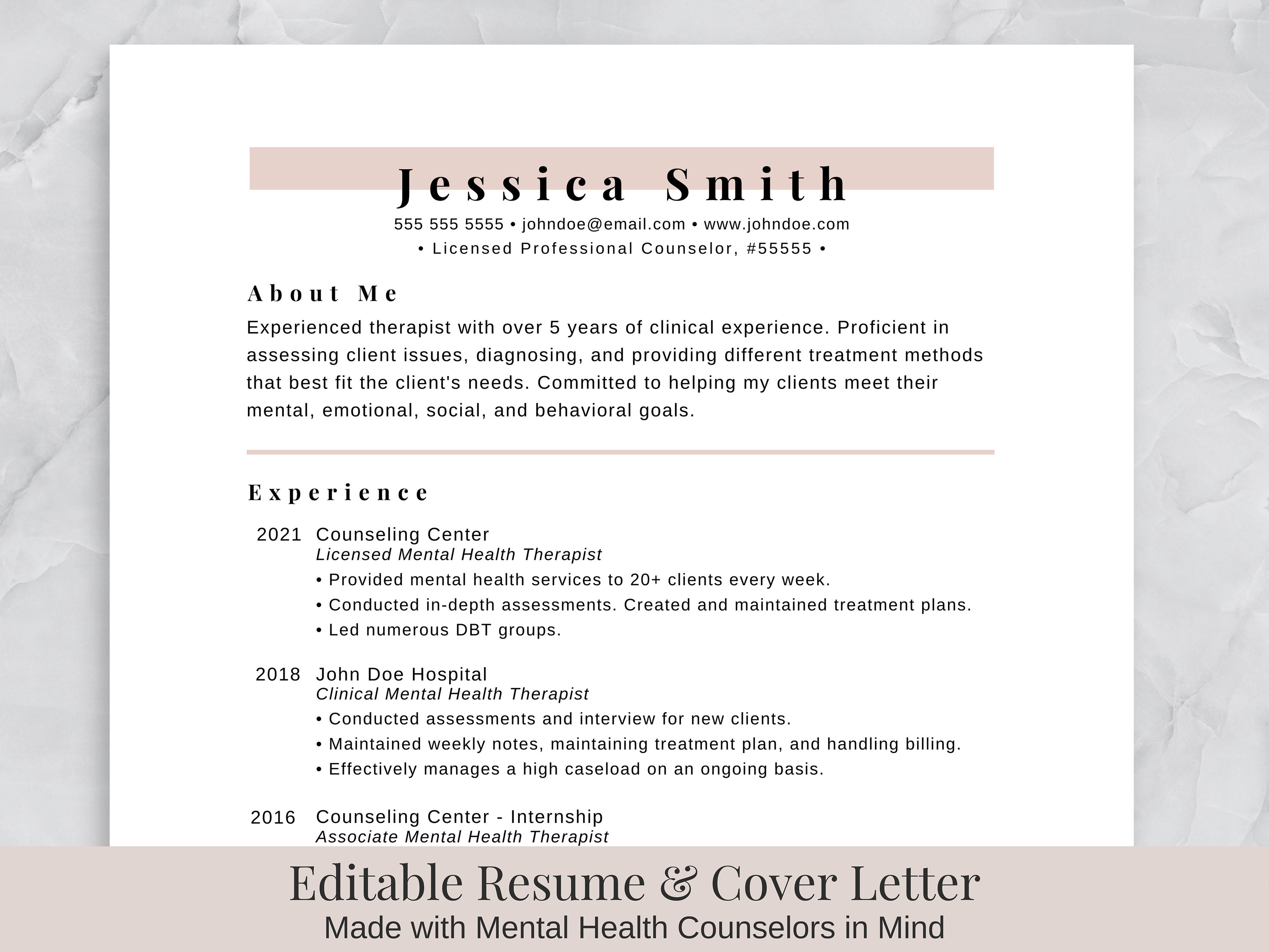 Resume Template and Cover Letter, Minimalist, Professional for ...