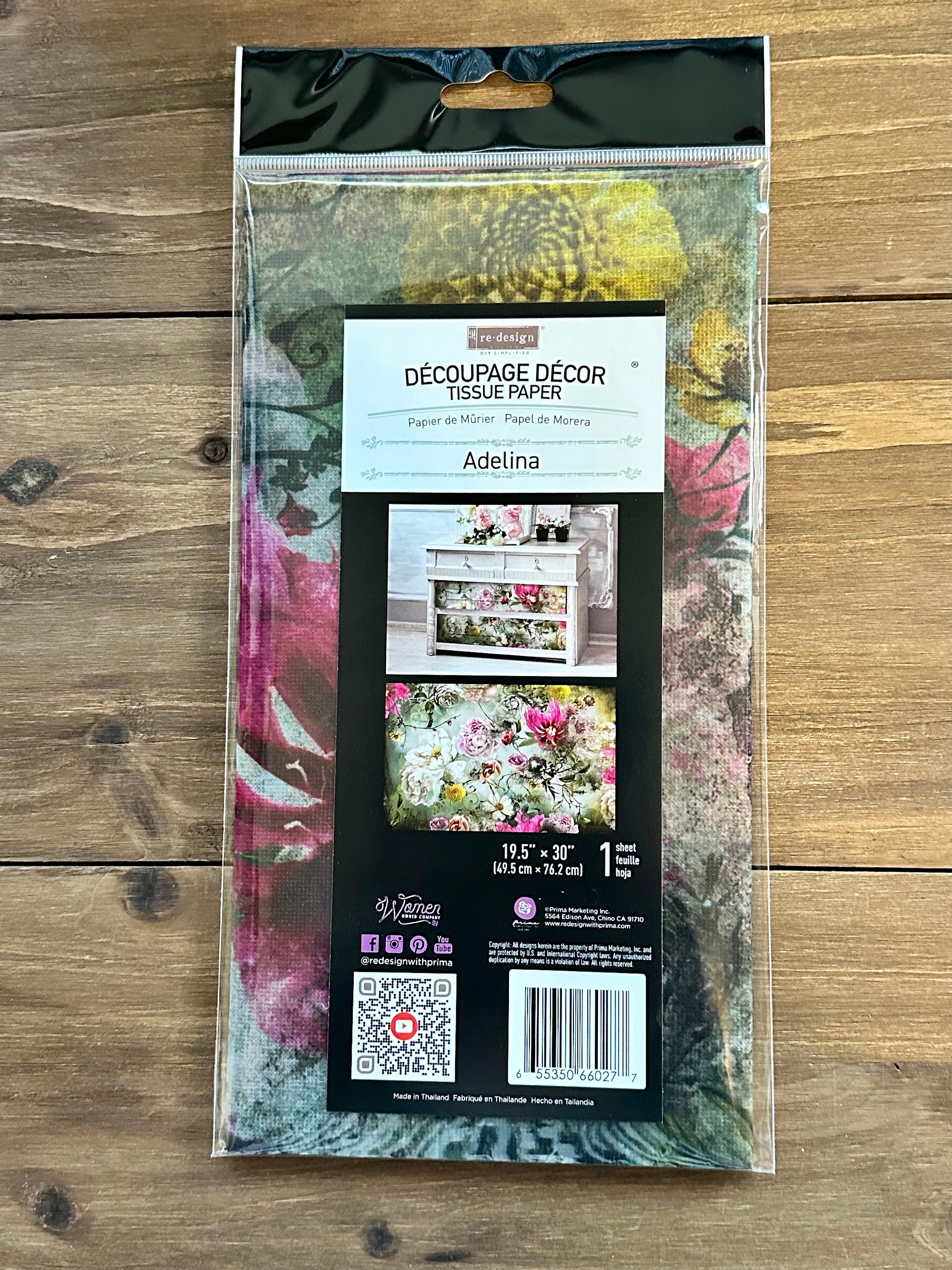 Redesign Decoupage Paper | Tissue Paper | Adelina | Floral Print | 19.5 ...