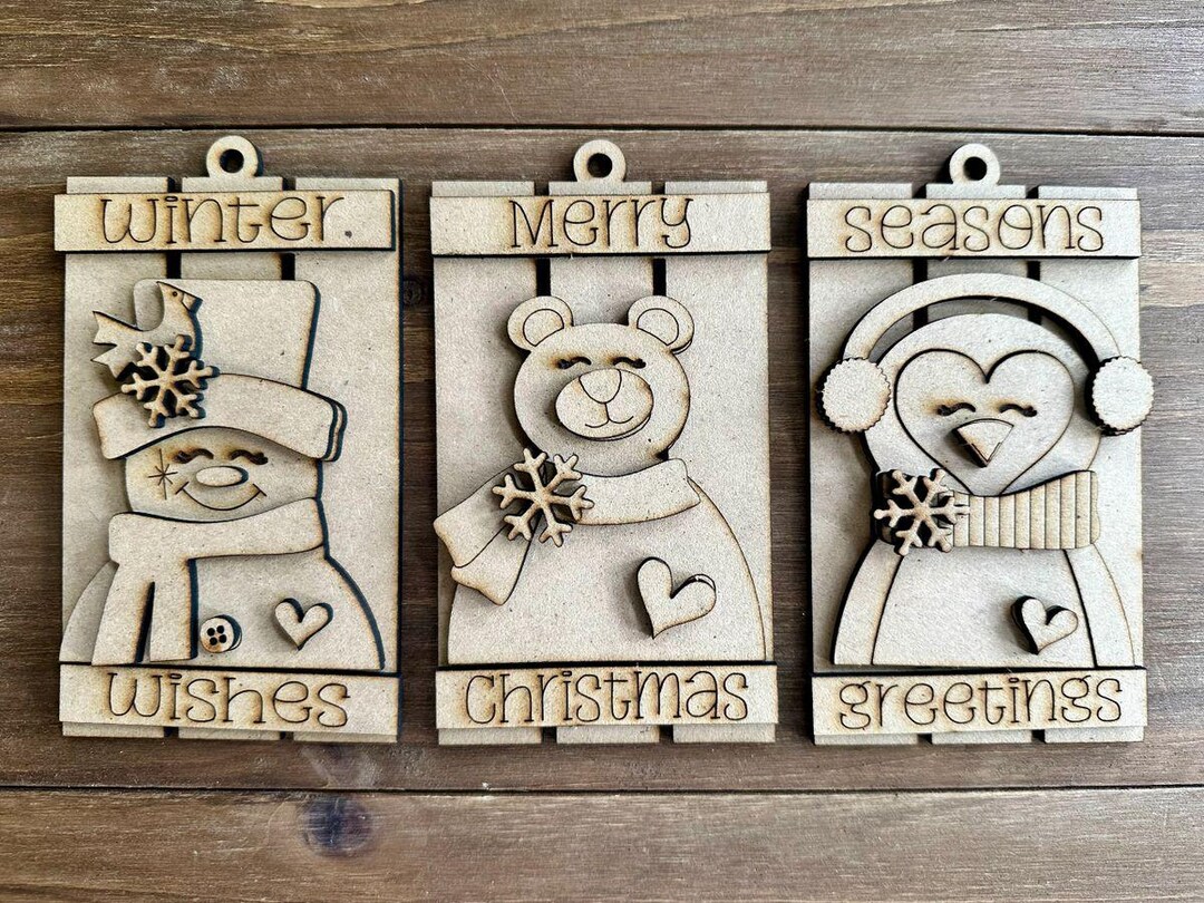 Laser-cut-wood Kits Pallet Sign Ornaments Polar Bear Snowman Penguin - Etsy