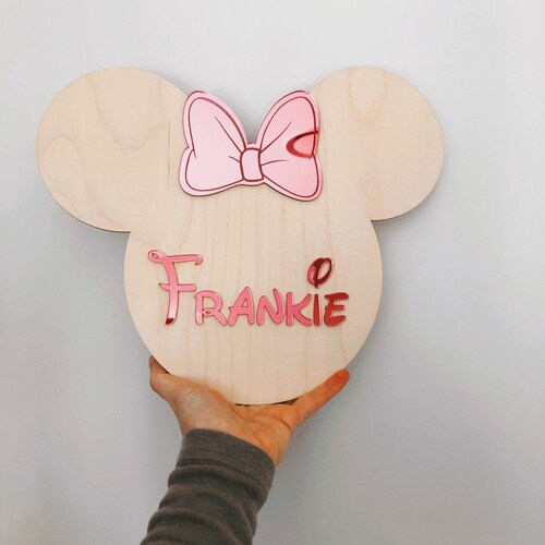 Wooden Minnie Mouse Sign Disney Minnie Mouse With Bow Wooden - Etsy