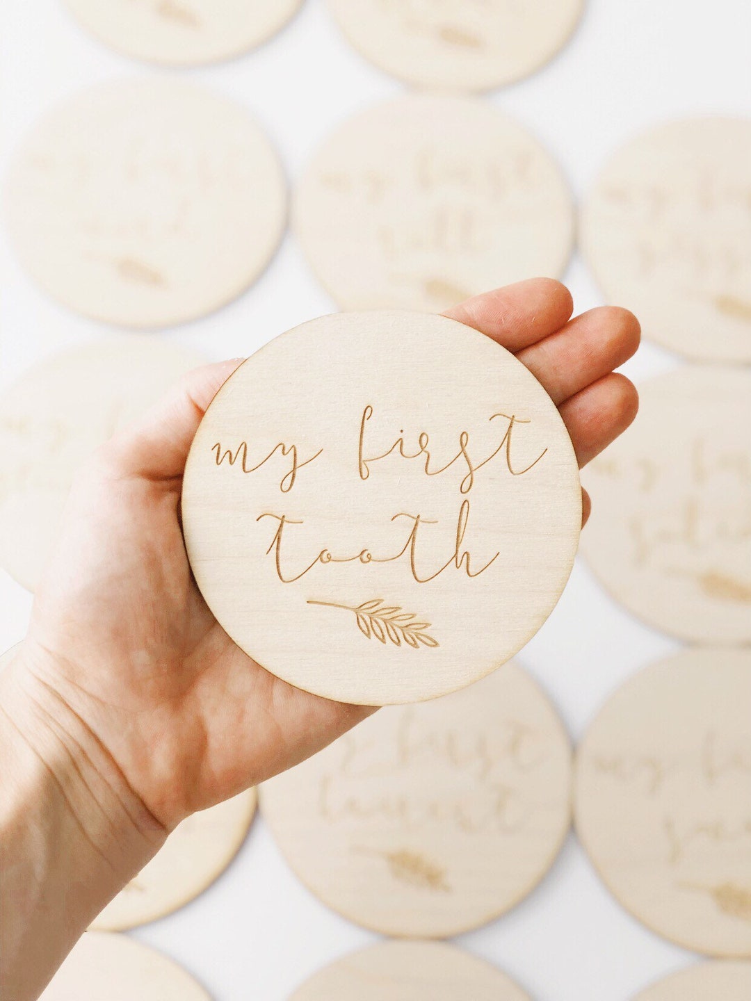 My First Baby Milestones Wooden Disc Set Birth Announcement - Etsy