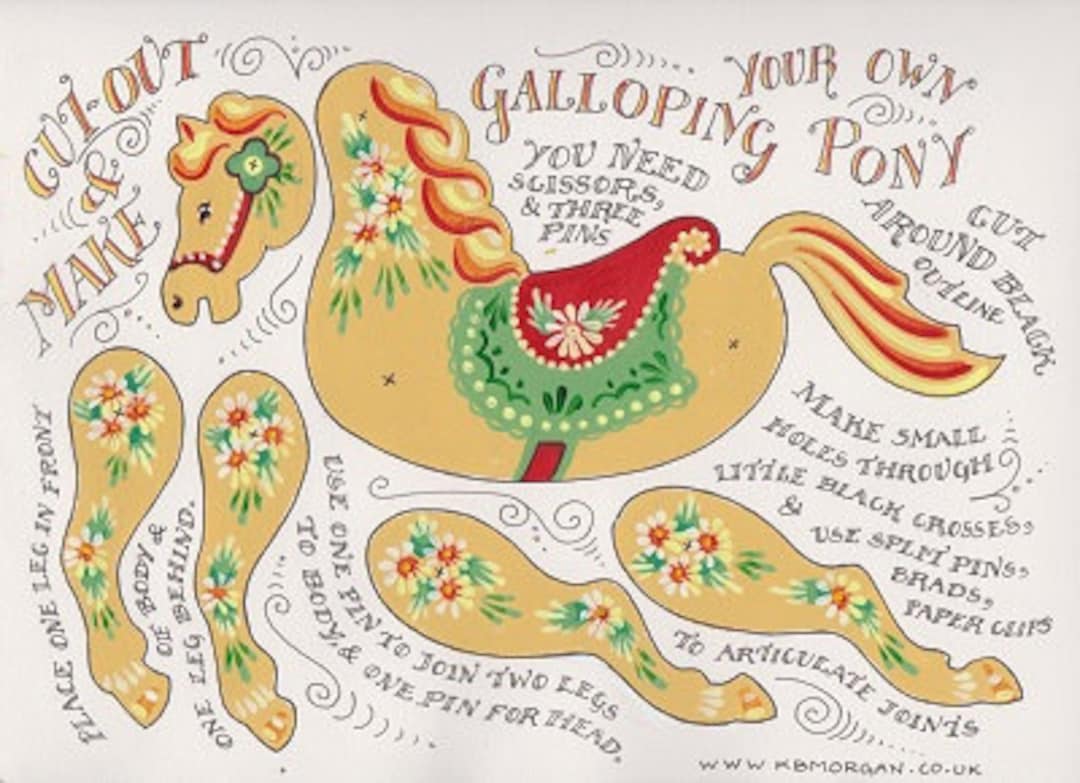 Horse Paper Puppet,a Printable Articulated Horse Puppet, DIY Craft ...