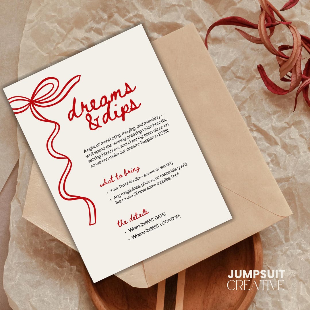 Editable Dreams & Dips Girls Night Invite, Galentine's Party ...