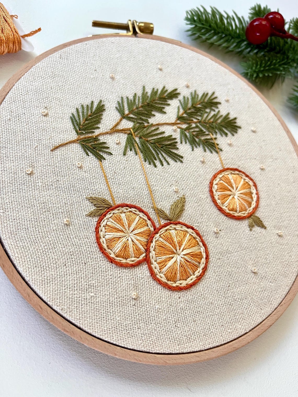Winter Dried Orange Slice Embroidery Hoop, Holiday Home Decor - Etsy