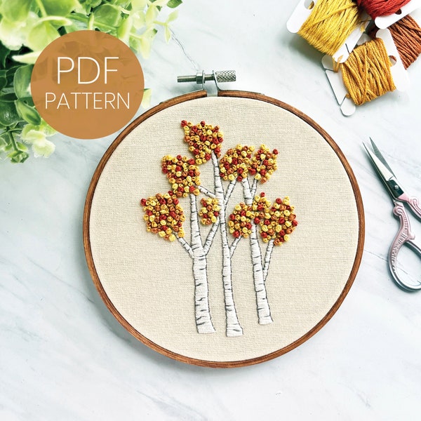 Birch Trees Embroidery Design - Etsy