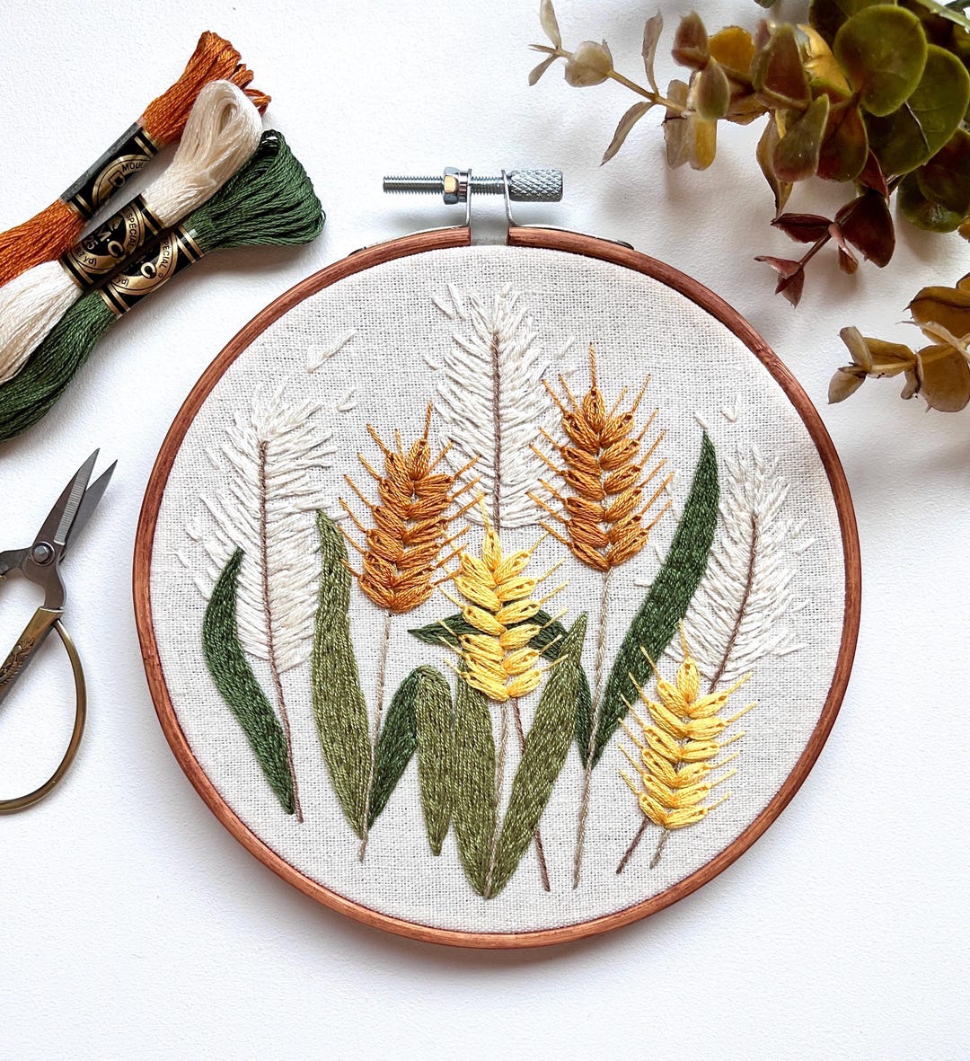 Wheat Fields Embroidery Hoop, Finished Embroidery, Fall Embroidery ...