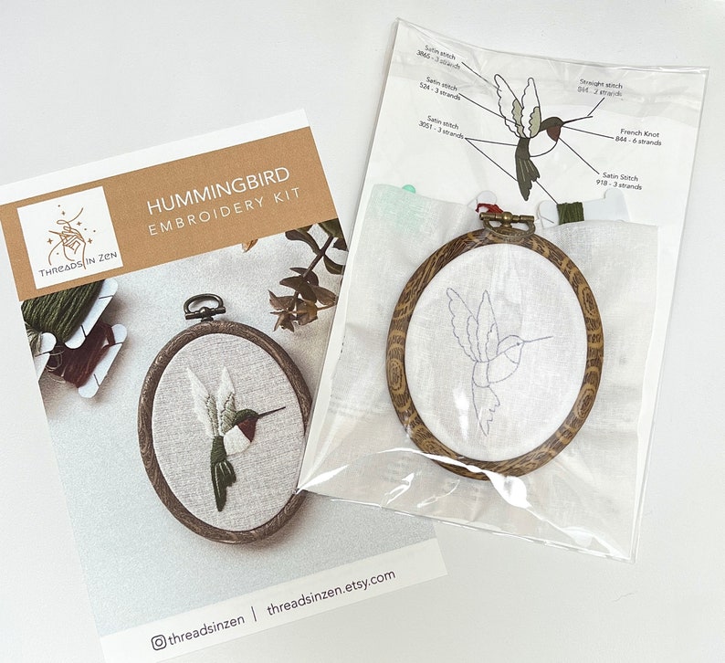 Hummingbird Embroidery Kit: DIY Needle Craft Beginner Kit - Etsy