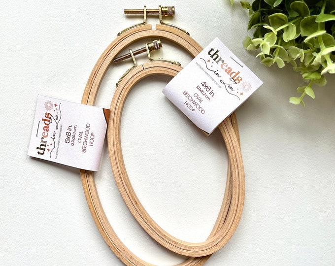 Oval Beechwood Hoops, Wood Embroidery Hoop With Brass Screw, Cross ...