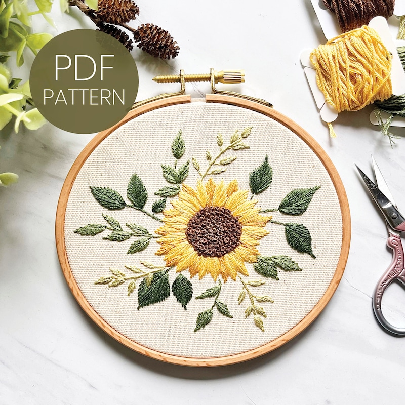 Sunflower Embroidery Pattern - Etsy