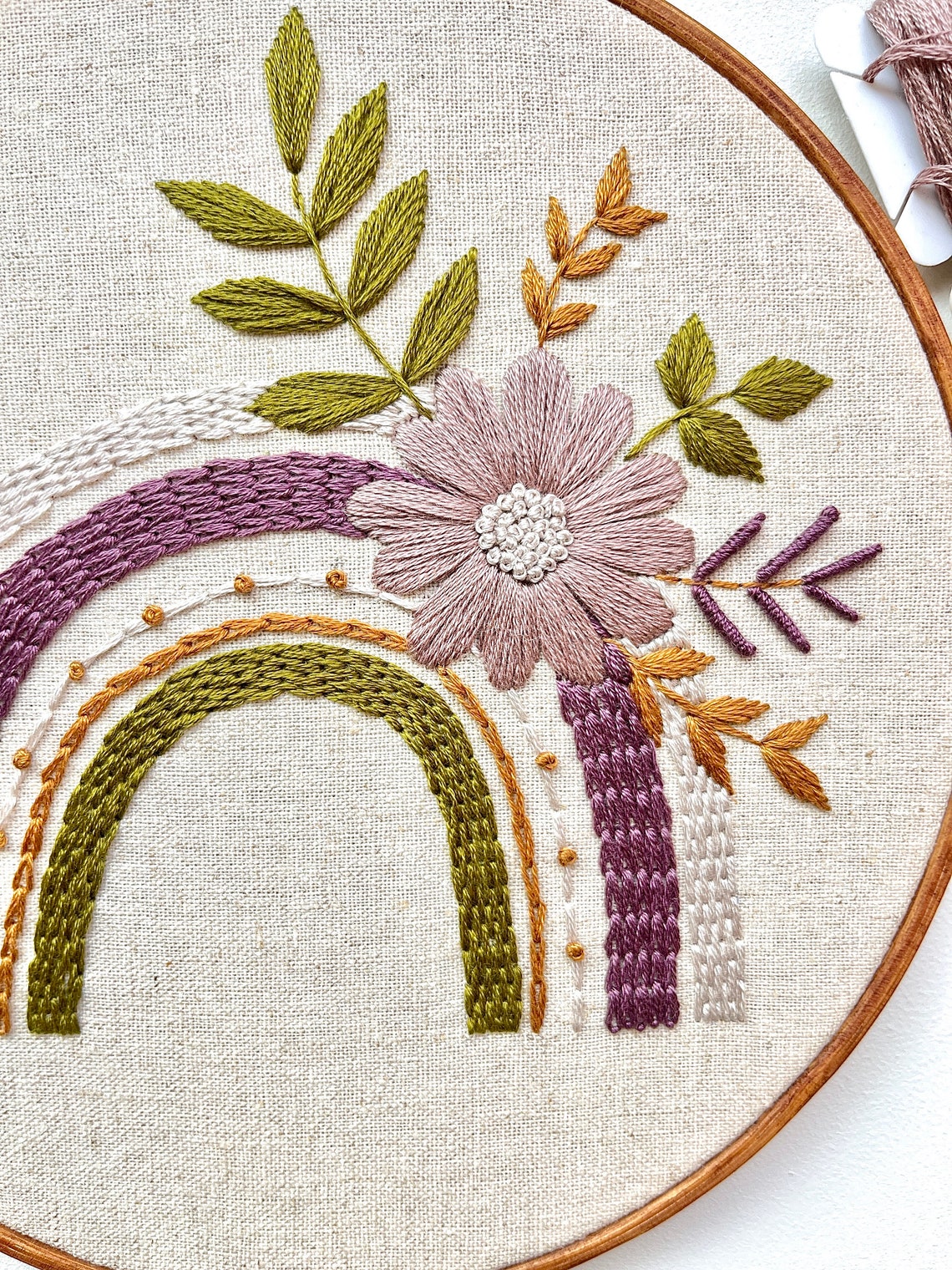 Boho Rainbow and Floral Embroidery Hoop Art, Nursery Wall Décor ...