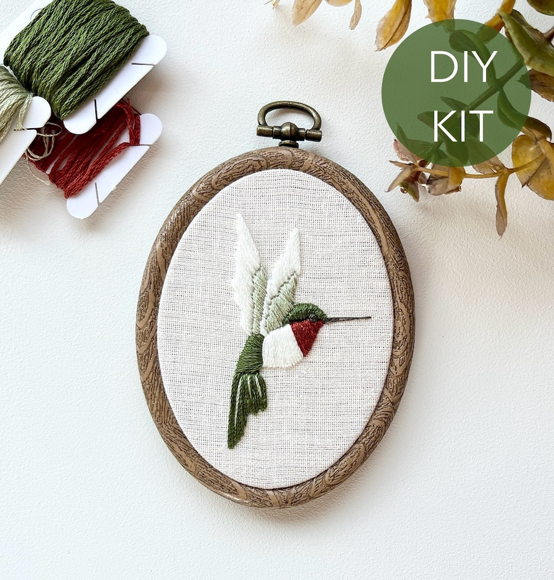 Hummingbird Embroidery Kit: DIY Needle Craft Beginner Kit - Etsy
