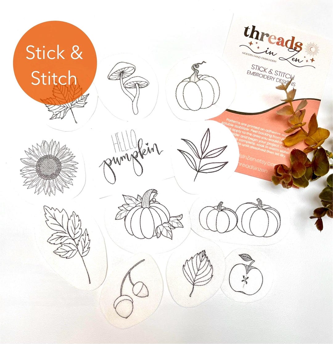 Autumn Stick & Stitch Embroidery, Fall Stick and Stitch Patterns, Water ...