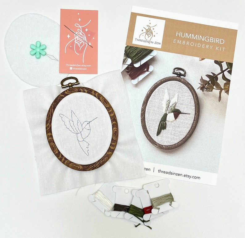 Hummingbird Embroidery Kit: DIY Needle Craft Beginner Kit - Etsy