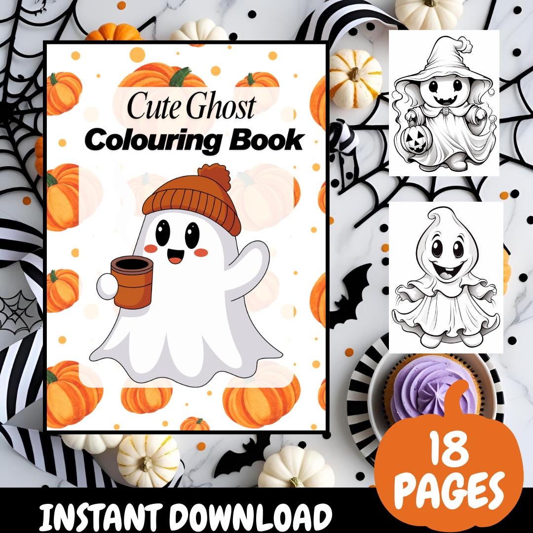 Cute Ghost Halloween Coloring Book | 18 Printable Pages for Kids | Fun ...