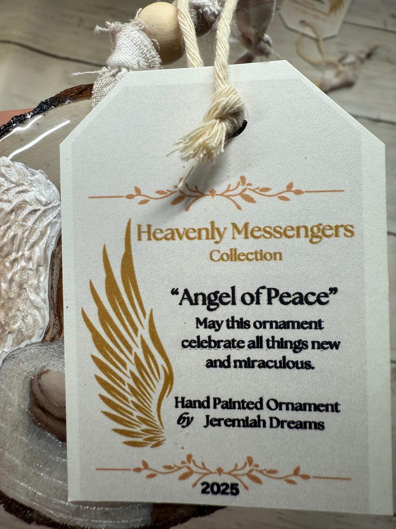Angel Ornament Holding Baby - Hand-painted Nativity-inspired Wood Slice ...