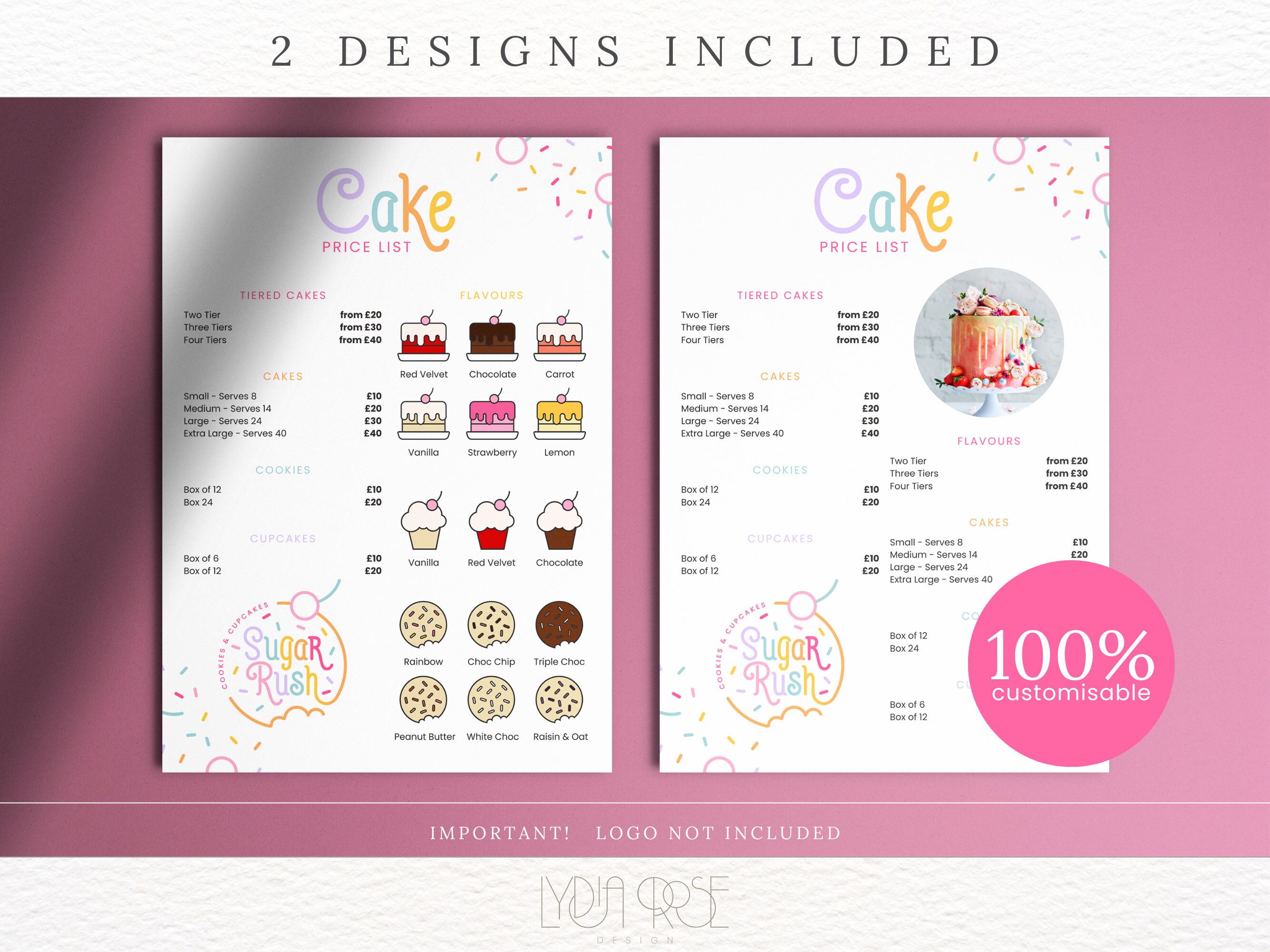 Rainbow Cake Price List - Price List for Bakery - Editable in Canva ...