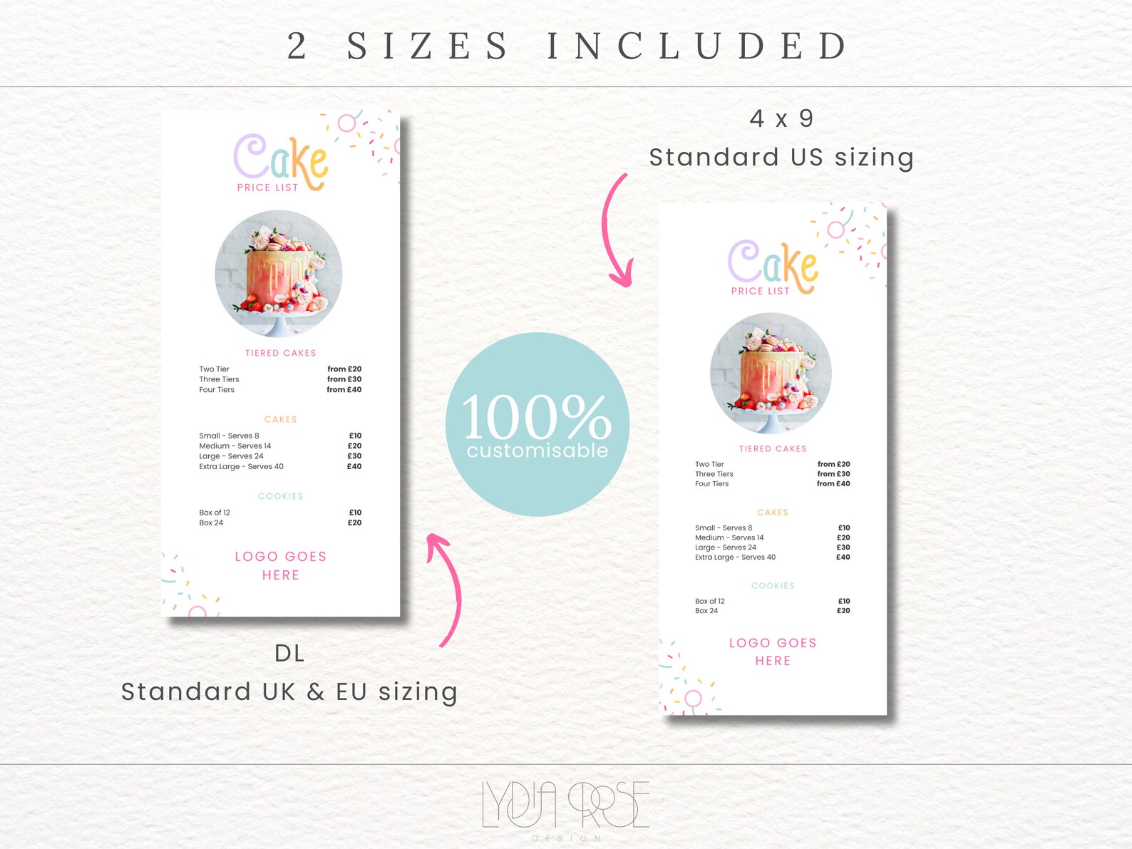Rainbow Cake Price List - Price List for Bakery - Editable in Canva ...