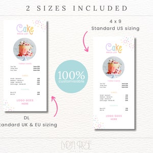 Rainbow Cake Price List - Price List for Bakery - Editable in Canva ...