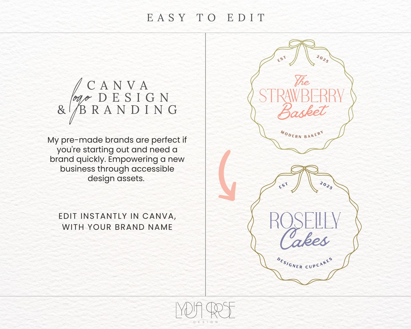 Coquette Logo Design | Editable Canva Template for Feminine Branding ...