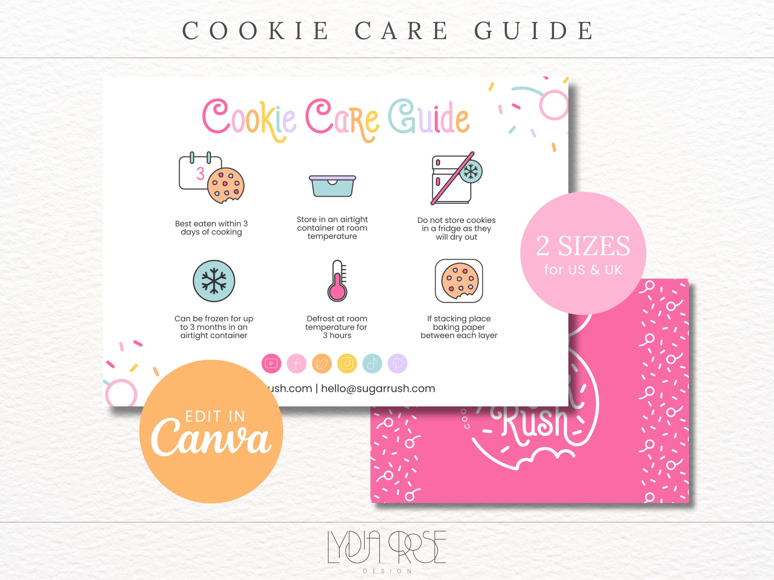 Rainbow Cake Cookie Card - A6 / 5.5x4.25" Cookie Care for Bakery ...