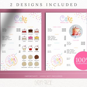 Rainbow Cake Price List - Price List for Bakery - Editable in Canva ...