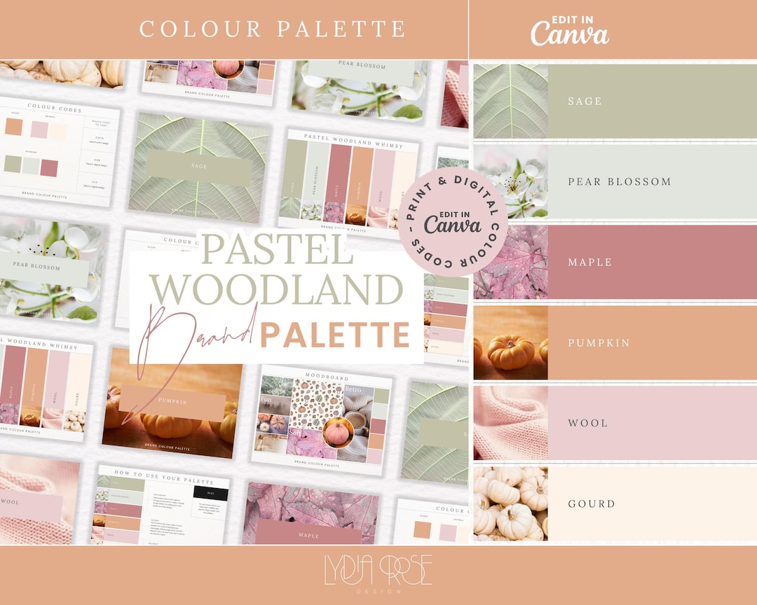 Autumn Pastel Color Palette: CMYK, RGB & Hex Codes (canva Template ...