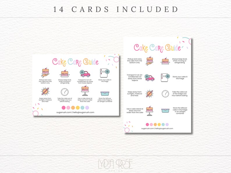 Rainbow Cake Care Guides - A6 / 5.5x4.25" Cake Care for Bakery ...